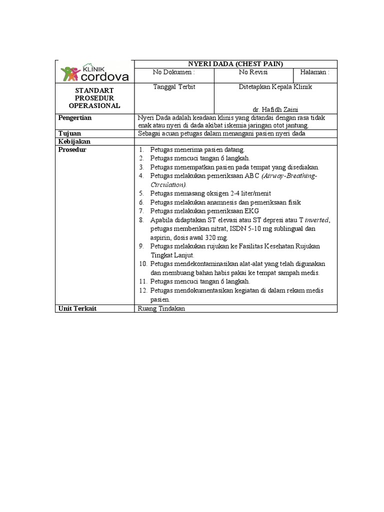 Sop Emergency Chest Pain | PDF