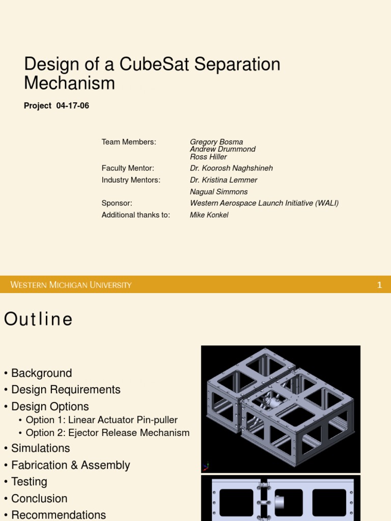 Design of A CubeSat Separation Mechanism Presentation | PDF | Pendulum ...
