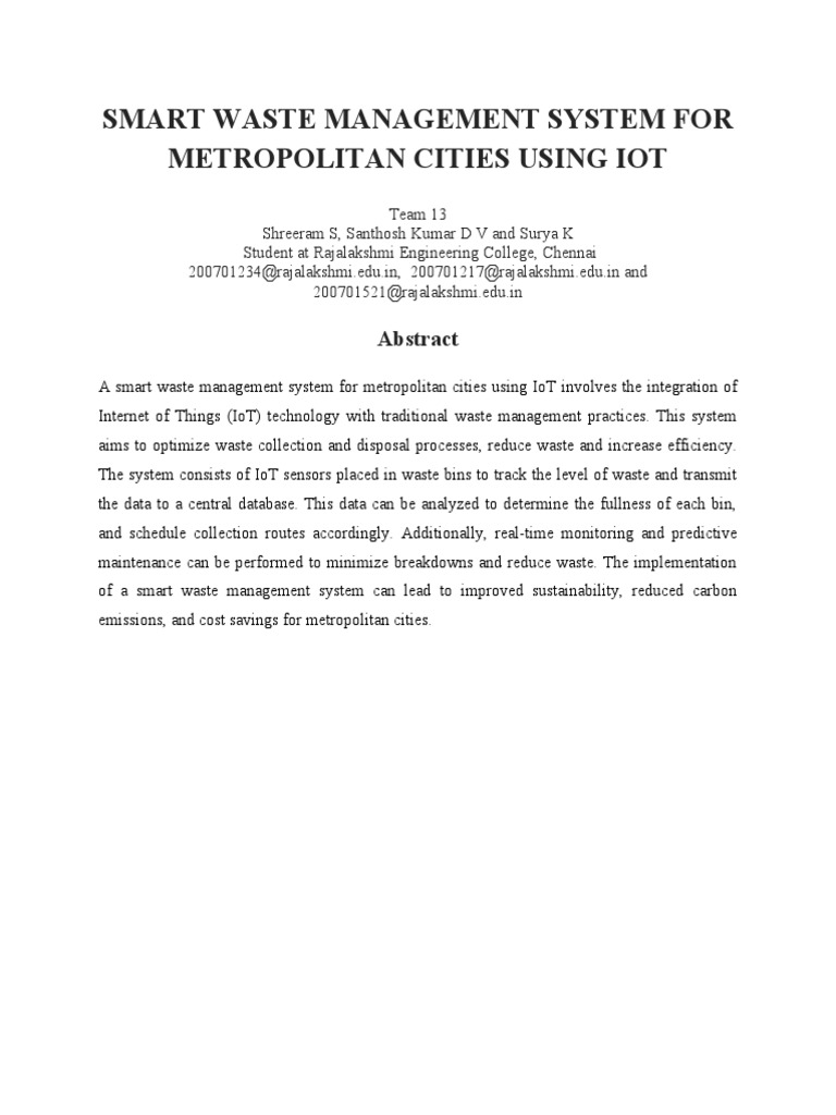 IoT Waste Management for Cities | PDF