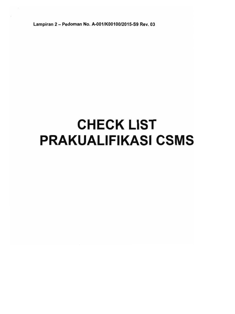 Dokumen Hse Utk Prakualifikasi CSMS 2016 | PDF