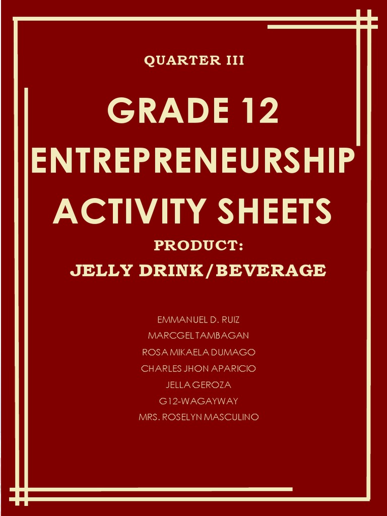 Entrepreneurship Activity Sheets | PDF | Social Science