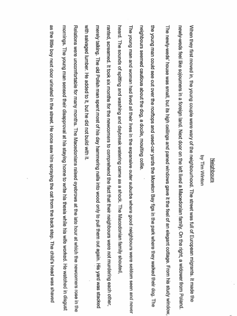 Tim Winton - Neighbours | PDF