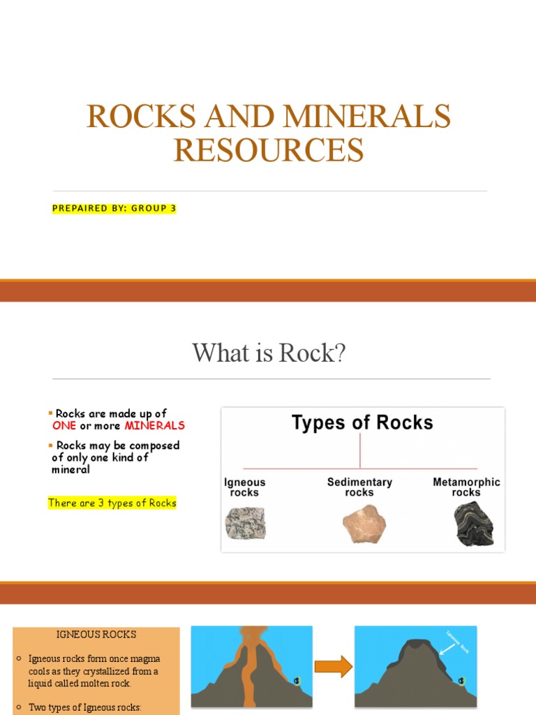 ROCKS AND MINERALS RESOURCES (GROUP 3 - Pasteur) | PDF | Rock (Geology ...