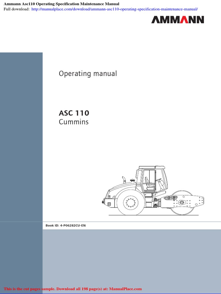 Ammann Asc110 Operating Specification Maintenance Manual | PDF