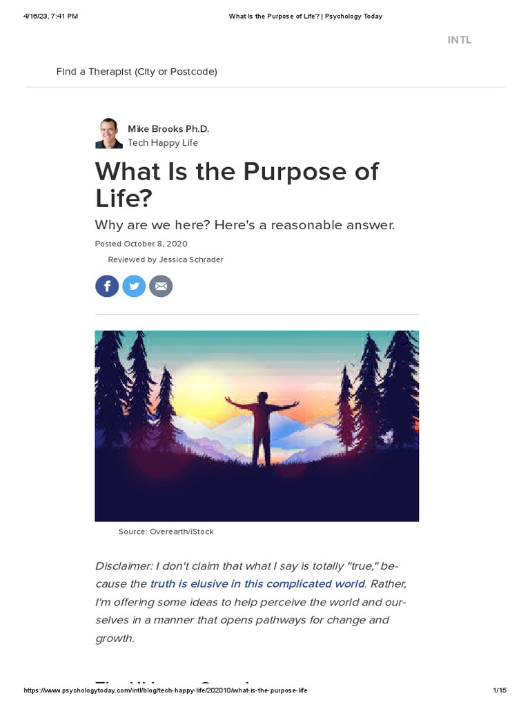 What Is The Purpose of Life - Psychology Today | PDF