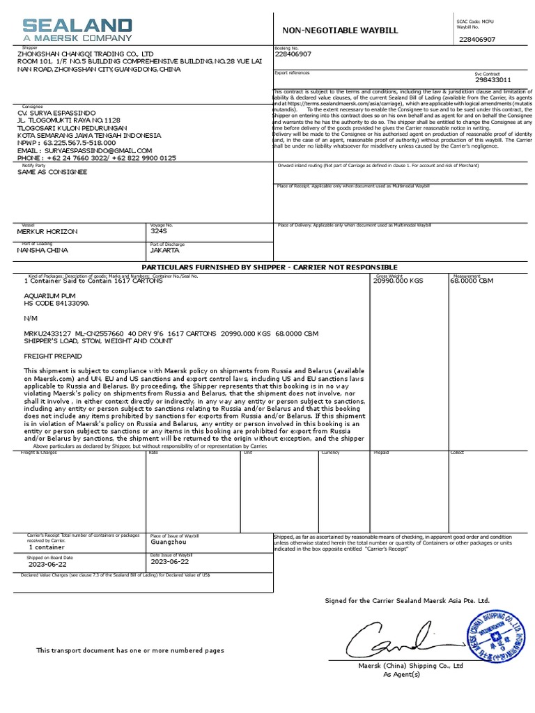 Understanding ACORD 27 Waybill Details | PDF | Bill Of Lading | Cargo