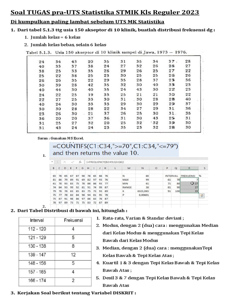 Soal Tugas Pra Uts Statistik Stmik 2023 | PDF