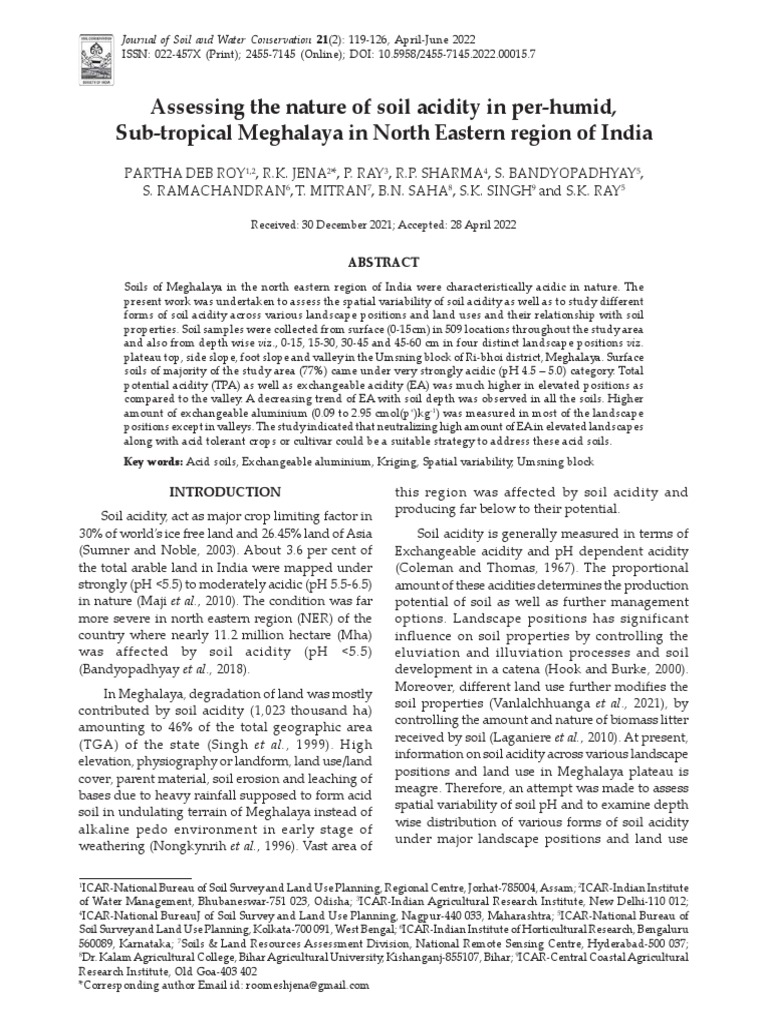 Soil Acidity Assessment in Meghalaya | PDF | Soil | Ph