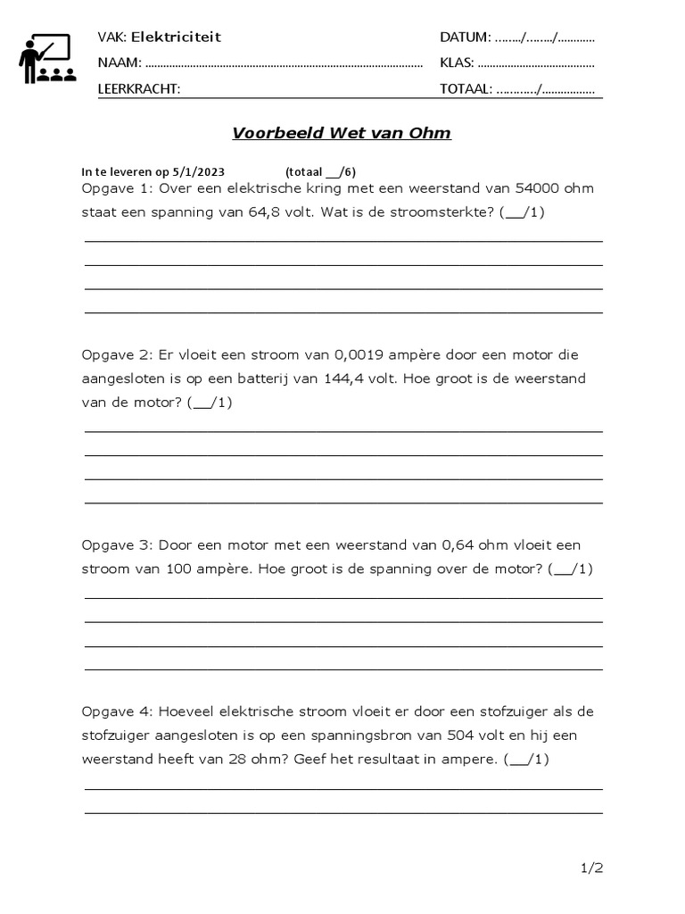 Voorbeeld Wet Van Ohm | PDF