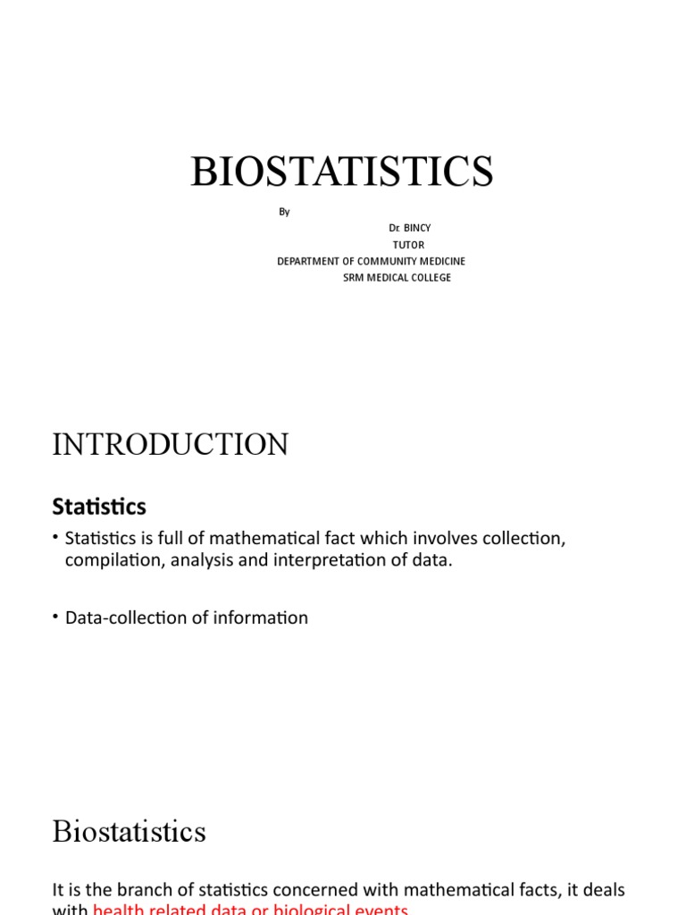 1 Application of Biostatistics | PDF