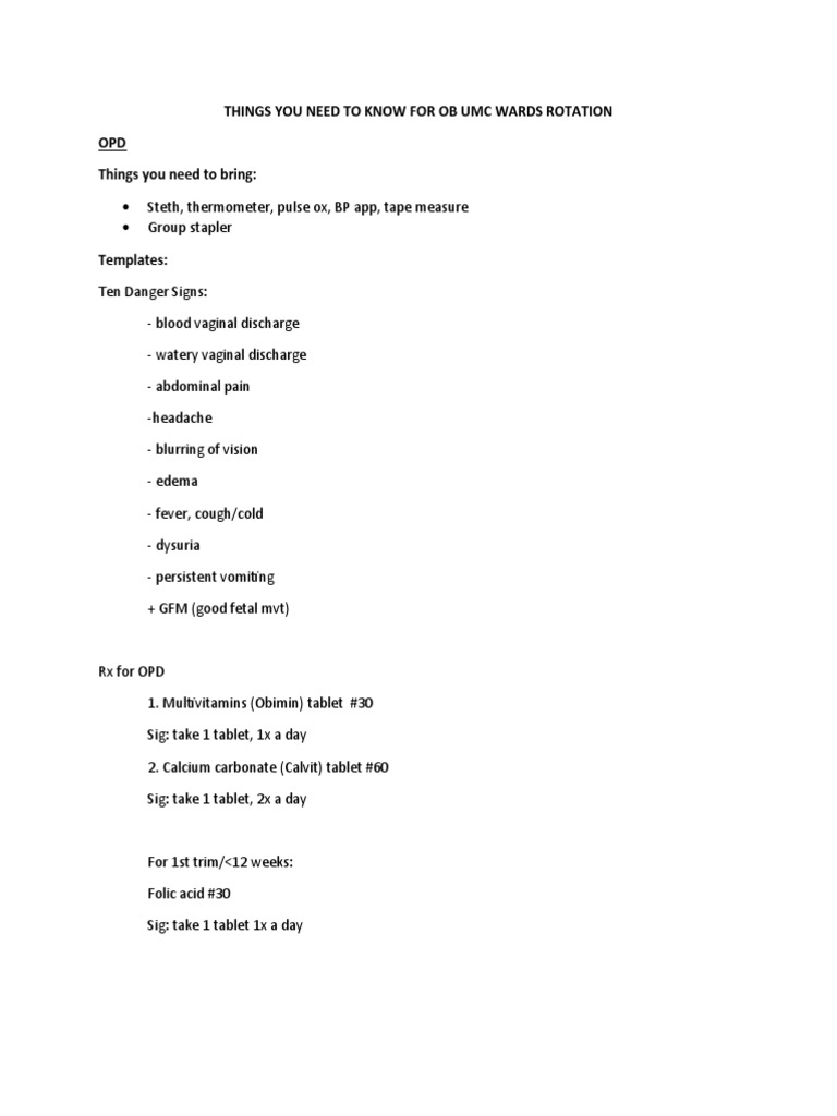 OB Ward Rotation Essentials | PDF