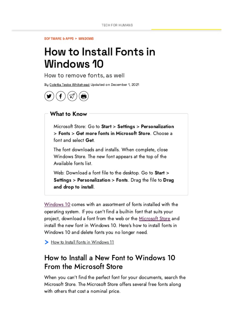 How To Install Fonts in Windows 10 | PDF | Windows 10 | Microsoft Windows