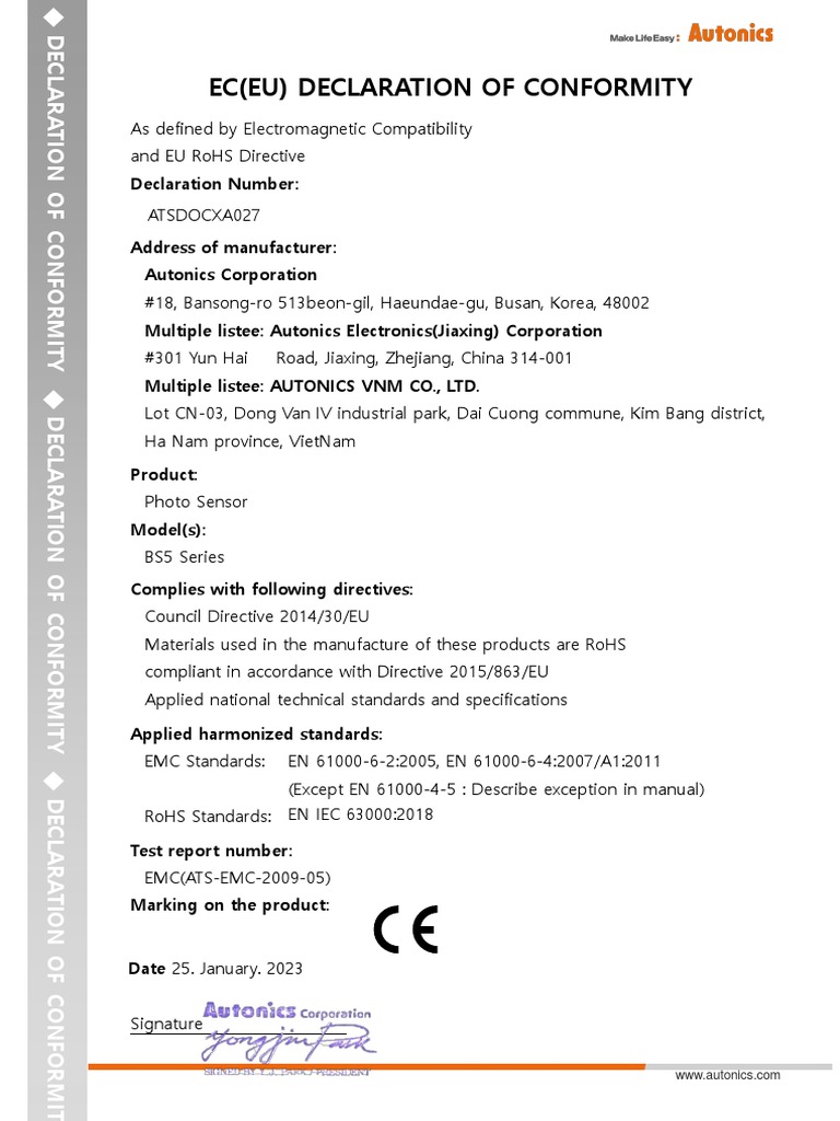 CE Certification - BS5 Series | PDF