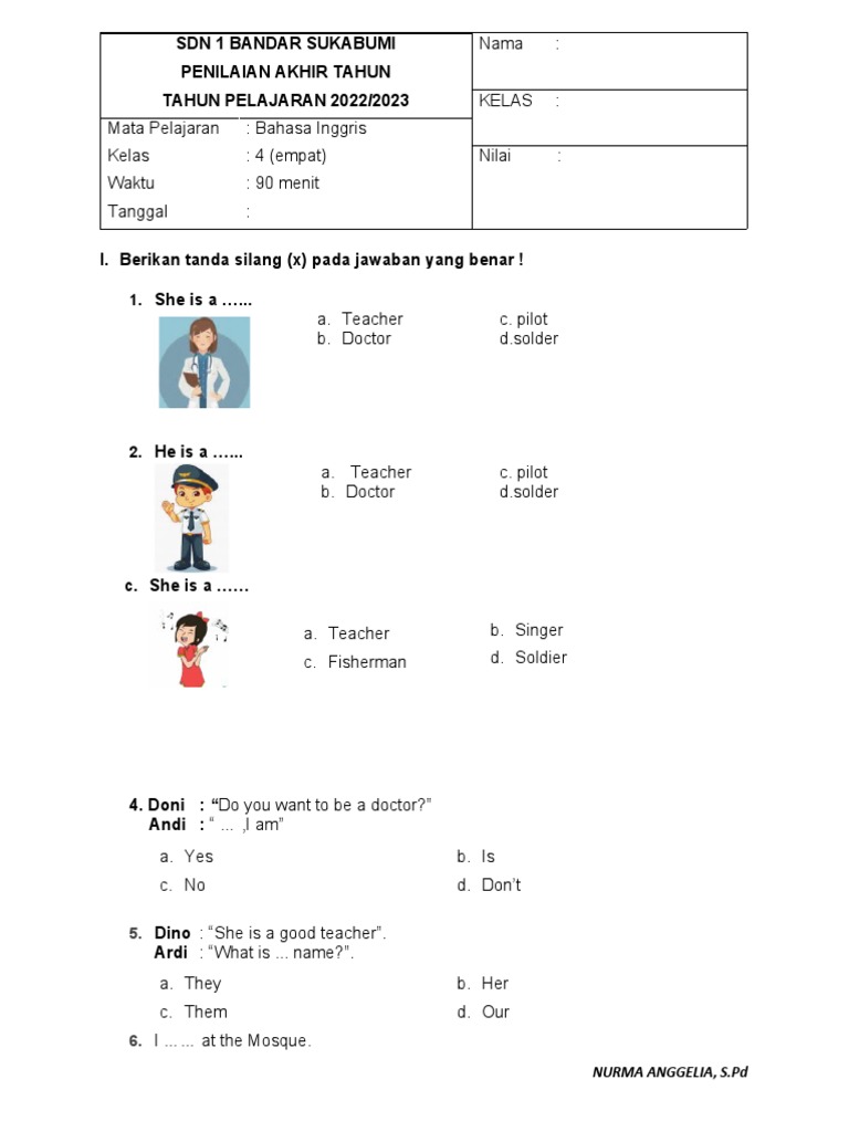 Soal PAT B.ING Kelas 4 | PDF | Foods | Food And Drink
