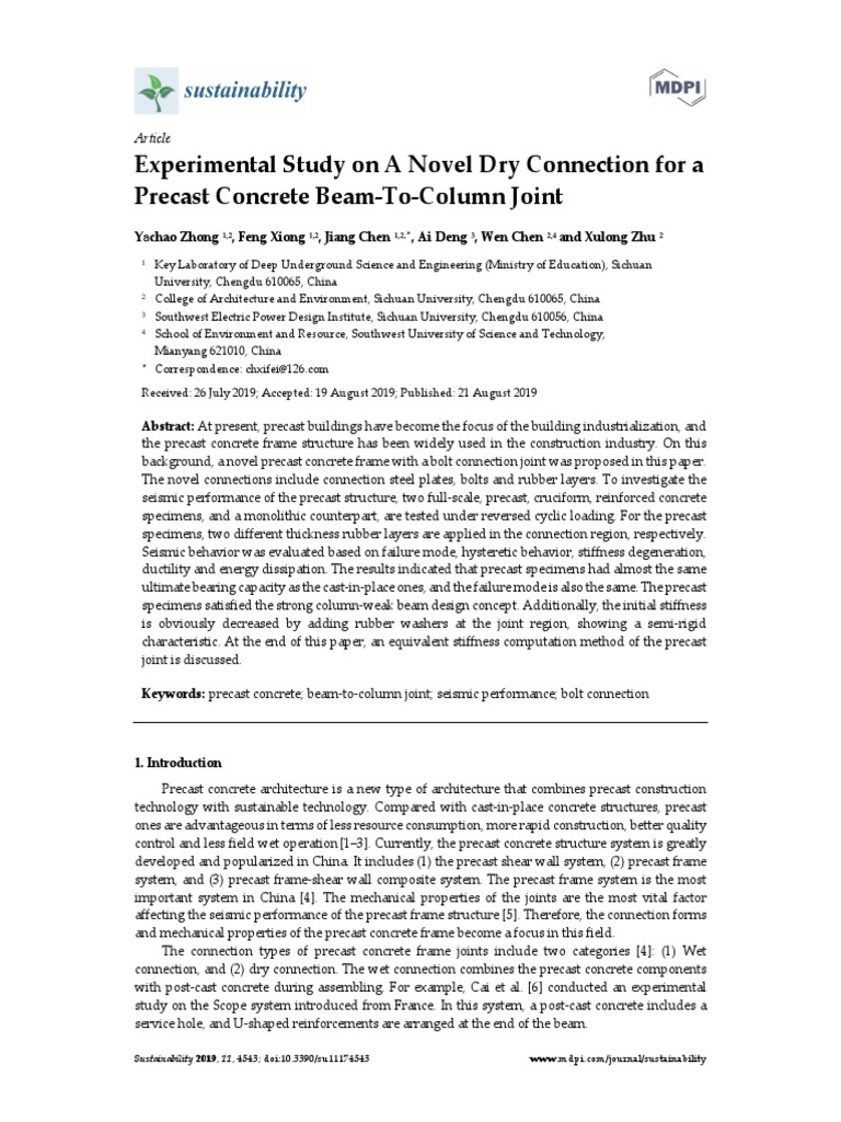 Experimental Study On A Novel Dry Connection For A | PDF | Fracture ...