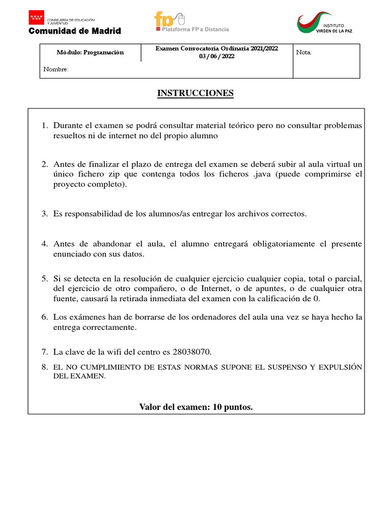 Examen Ordinario Turno 1 | PDF