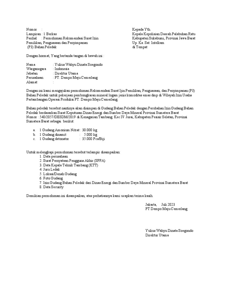 Draft Surat P3 | PDF