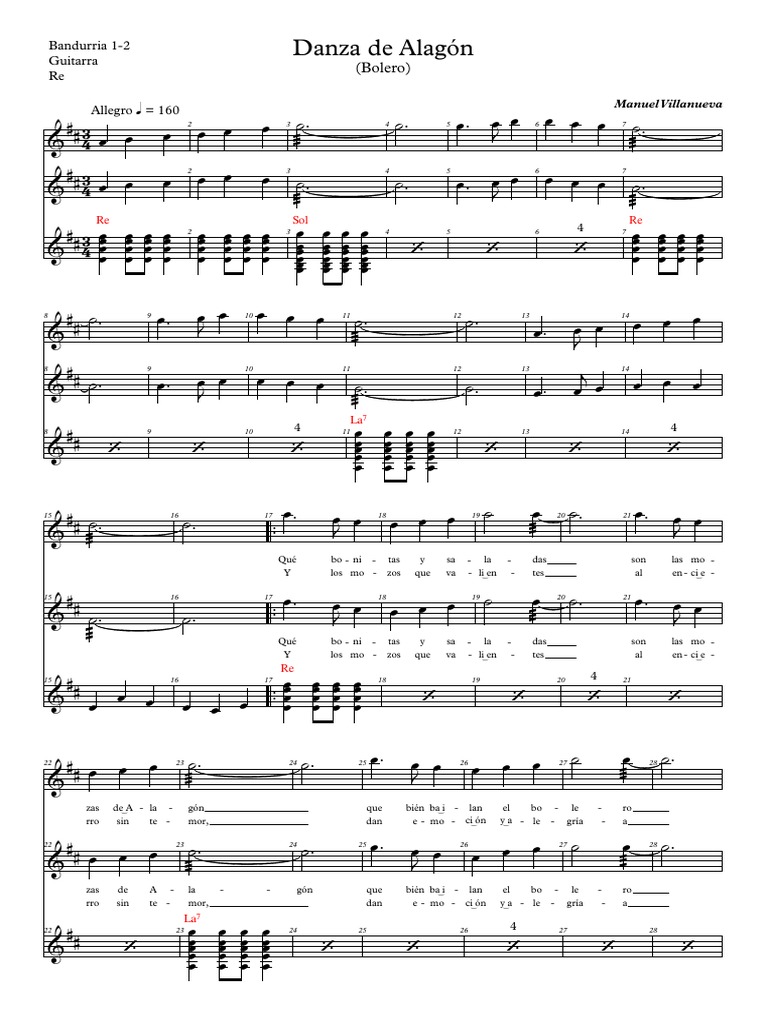 Danza de Alagón (Bolero) - GUIÓN | PDF