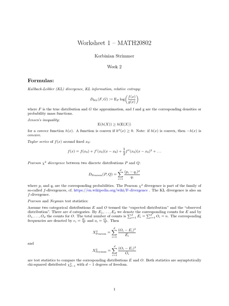Worksheet 1 | PDF | Probability And Statistics | Scientific Theories