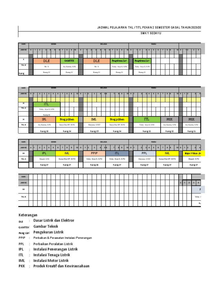Jadwal Dan Pembagian Tugas Mengajar TKL 2023 - 2024 | PDF