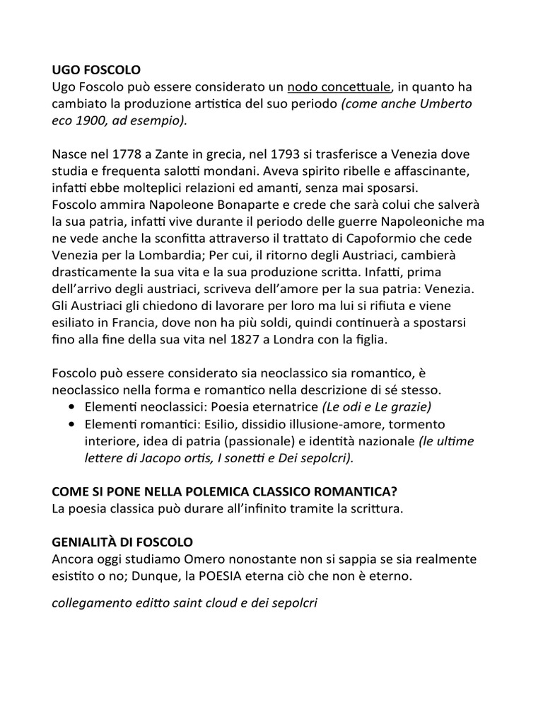 Ugo Foscolo | PDF