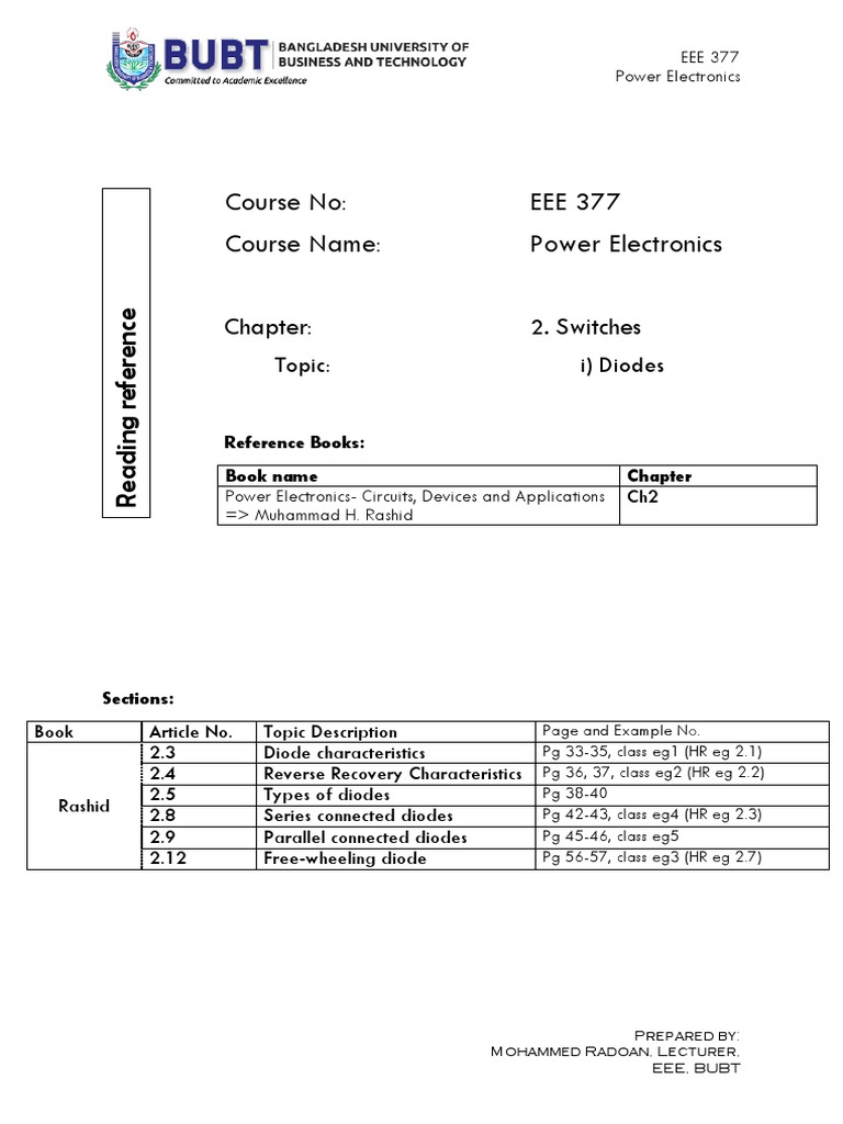 Power Electronics Syllabus and Assignments | PDF | Diode | Rectifier