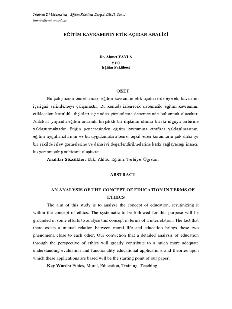 1 Egitim Kavraminin Etik Acidan Analizi | PDF