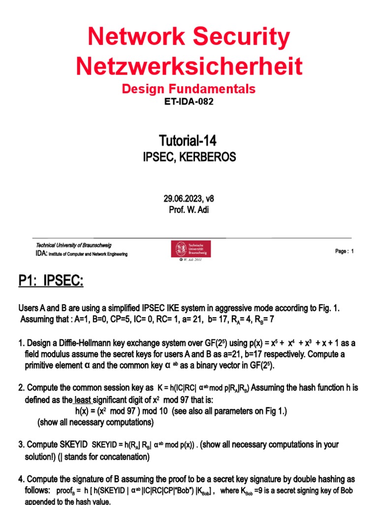 IPSEC and KERBEROS Security Tutorial | PDF | Cryptography | Secure Communication