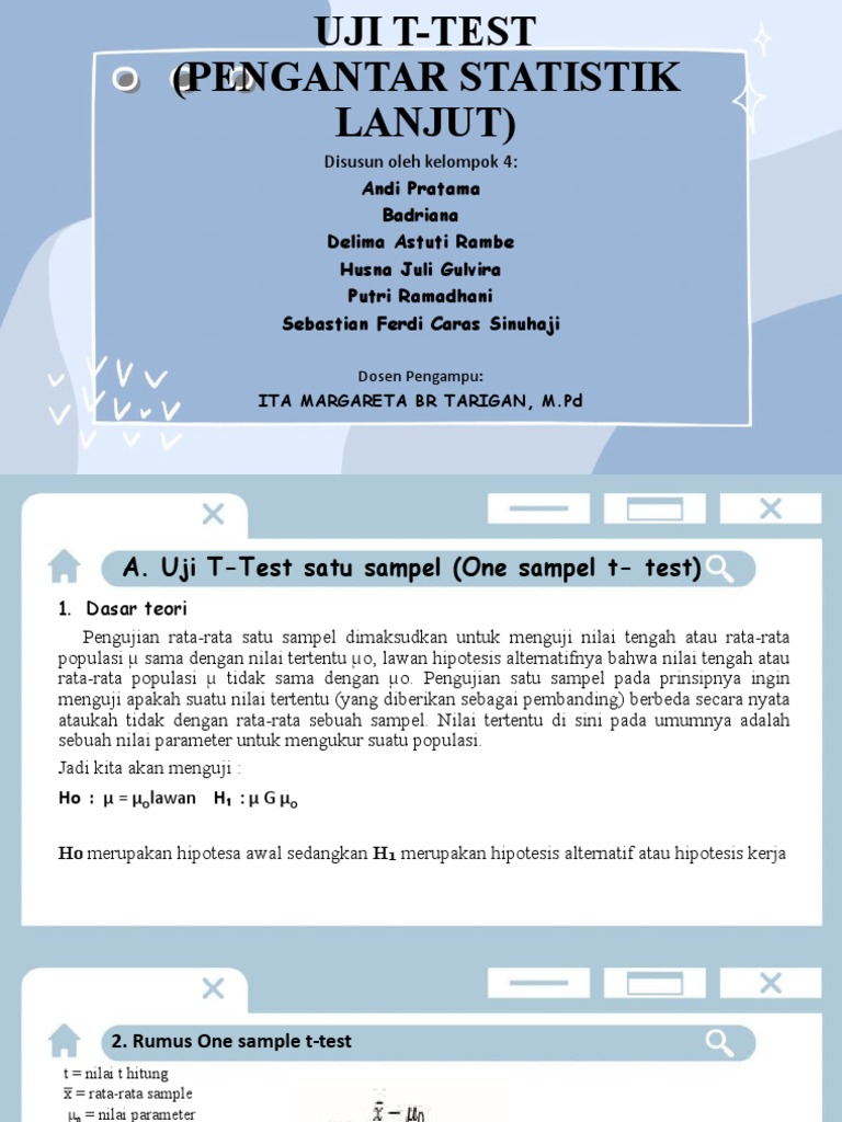 Uji T Test Kel 4 Pdf Metode And Bahan Ajar Sains And Matematika