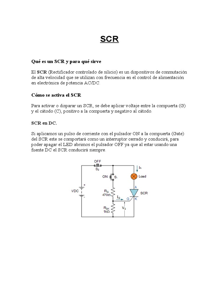 Qué Es Un SCR y para Qué Sirve | PDF | Electrónica | Ciencia de los ...