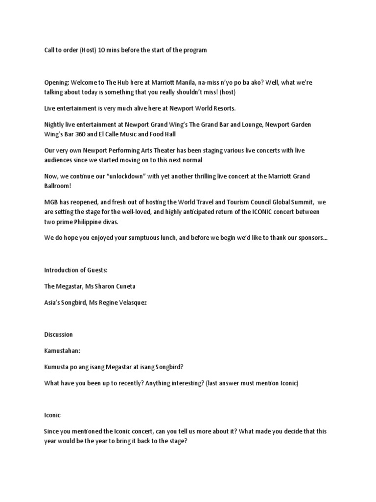 Program Flow - Four Kings and A Queen | PDF | Performing Arts ...