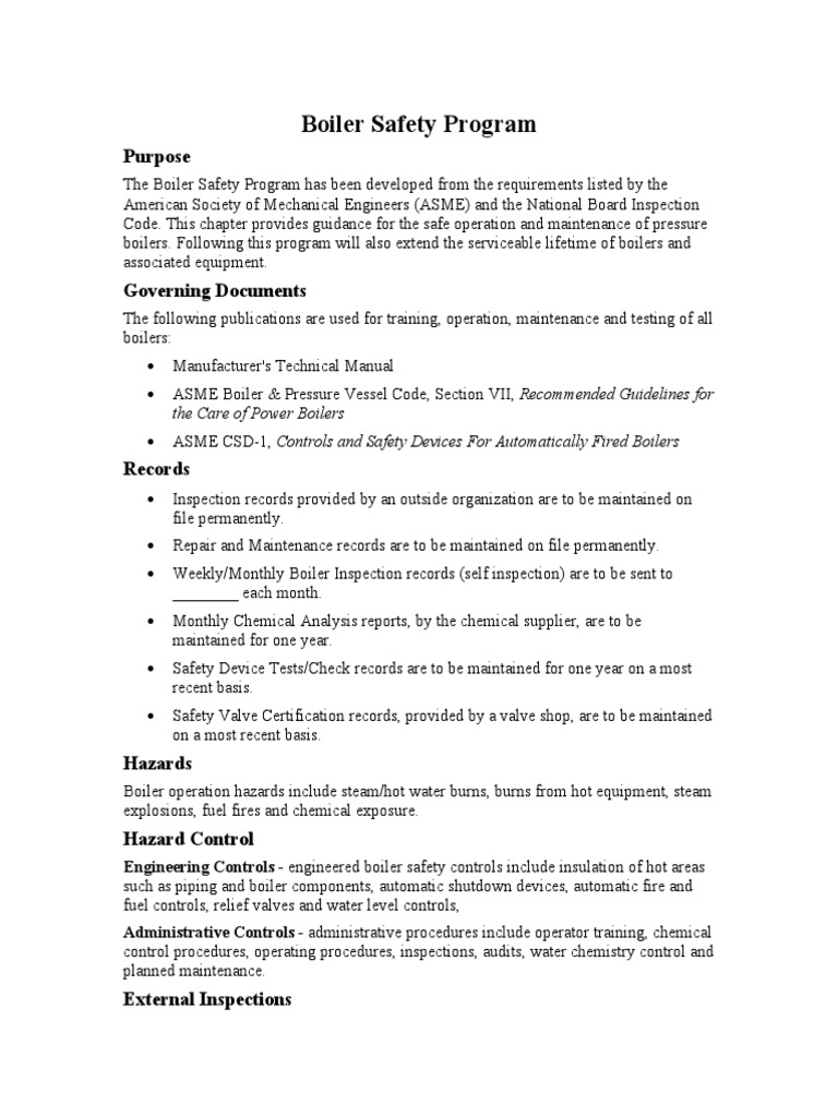 Boiler Safety Program Boiler Program | PDF | Boiler | Leak