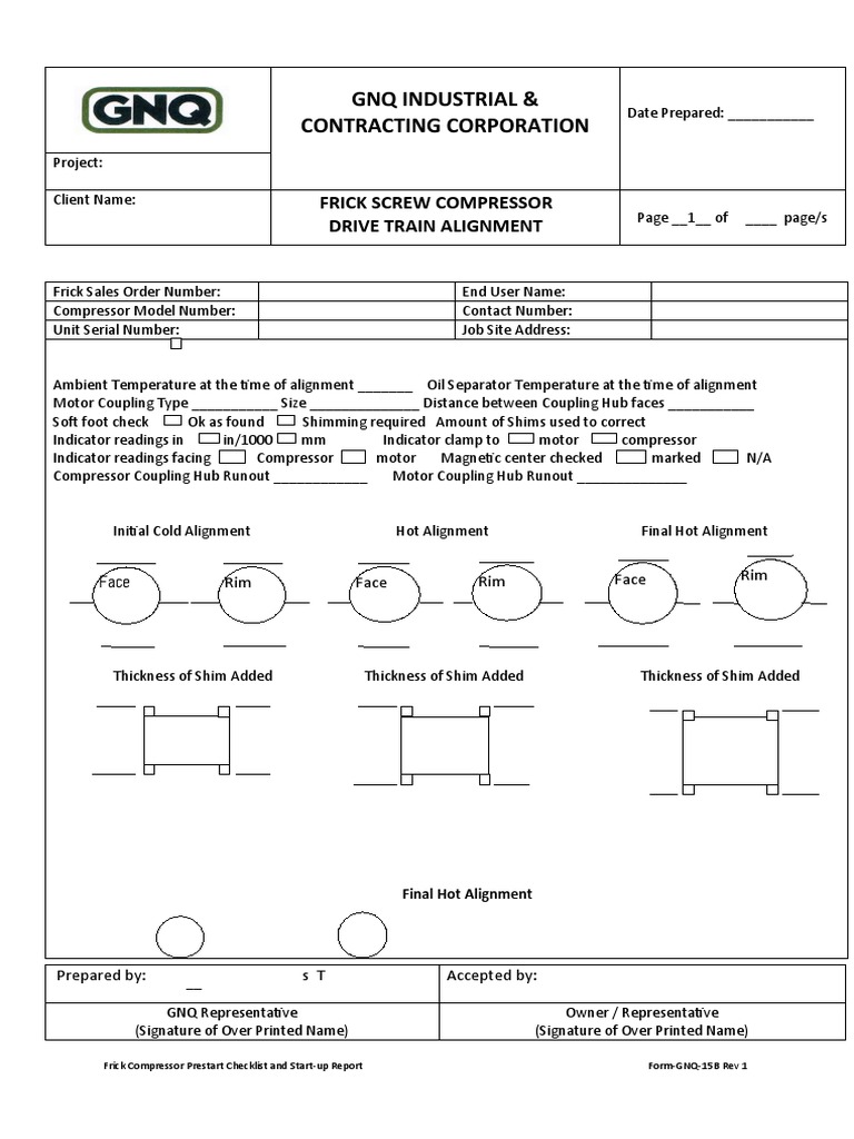 Frick Compressor Alignment Report | PDF | Tools | Electrical Engineering