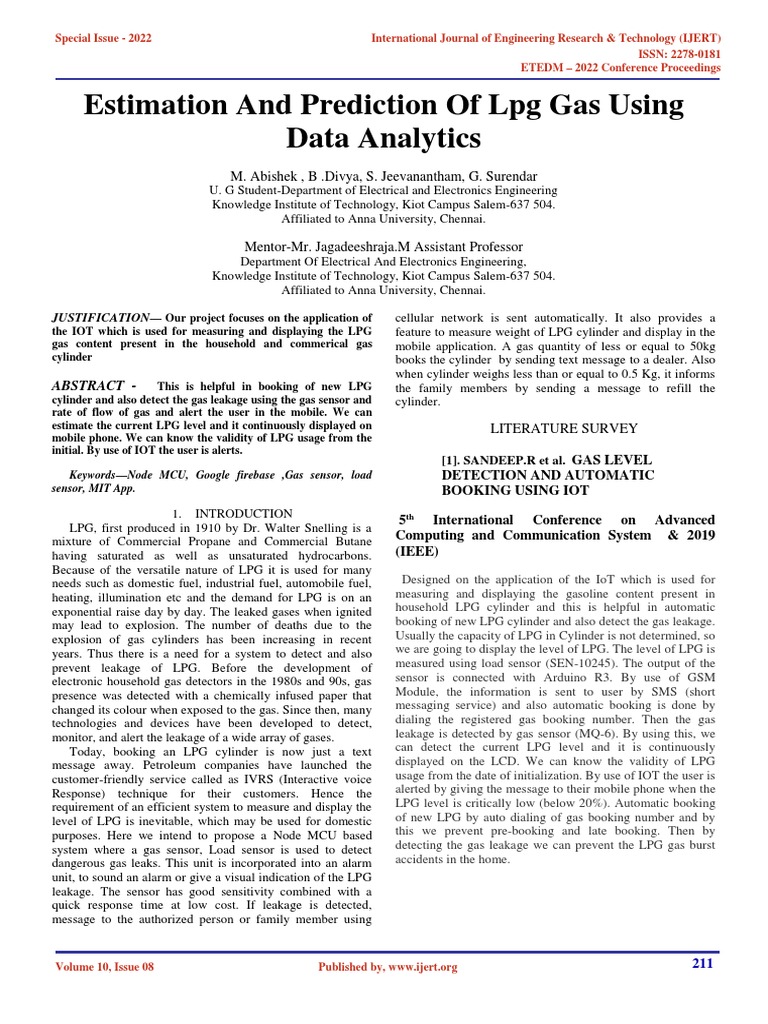 Estimation and Prediction of LPG Gas Using Data Analytics ...