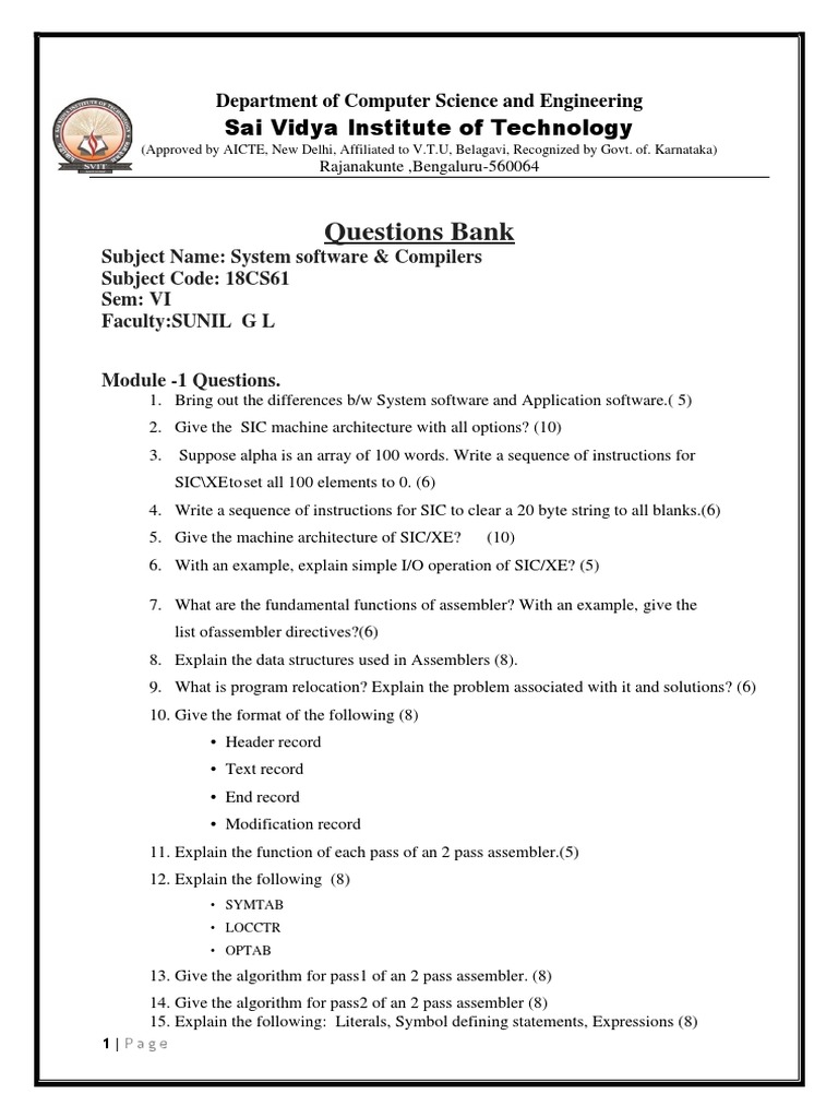 Question Bank - 18CS61 | PDF | Parsing | Software Development