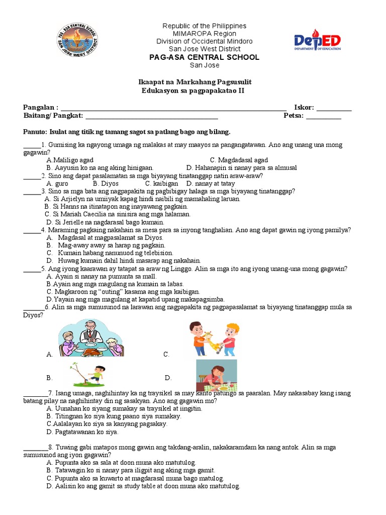 ESP - 4th Periodical Test | PDF