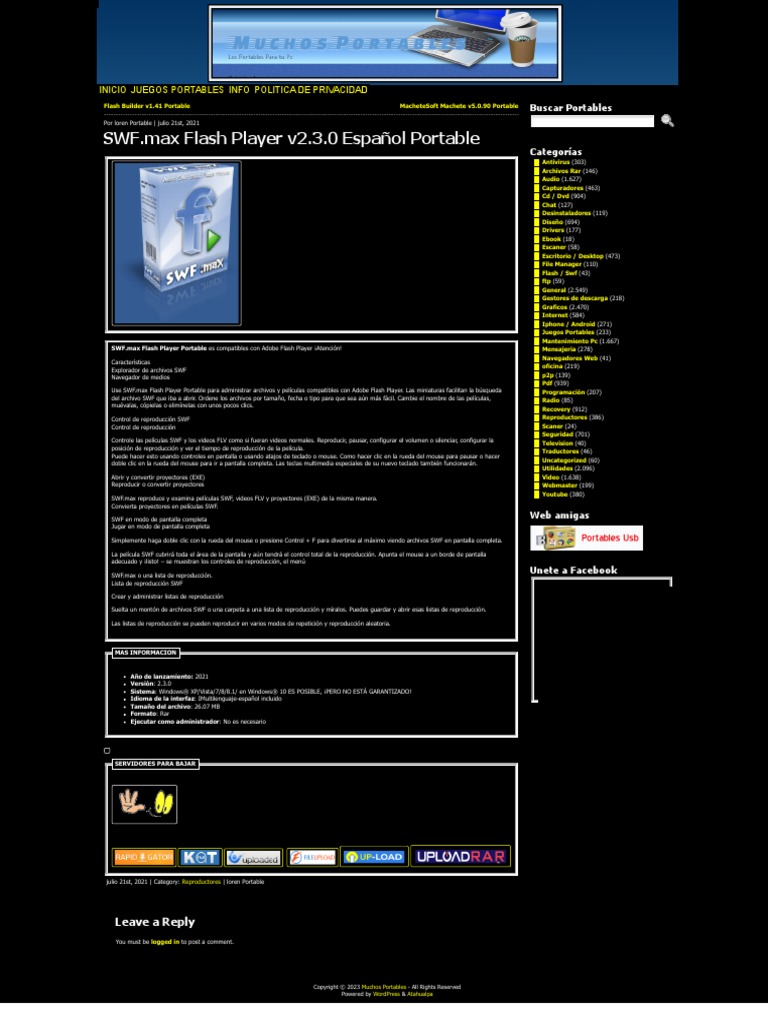 SWF - Max Flash Player v2.3.0 Español Portable - Muchos Portables | PDF | Adobe Flash ...