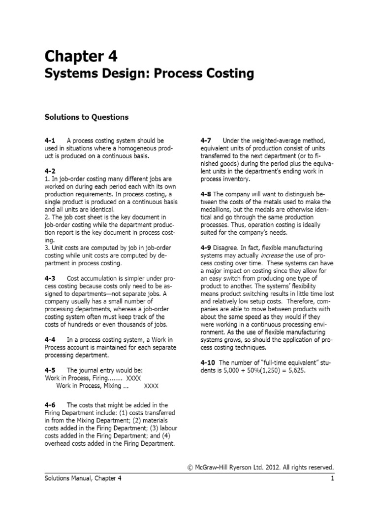 Managerial Accounting 17e Solutions Chapter 4 | PDF