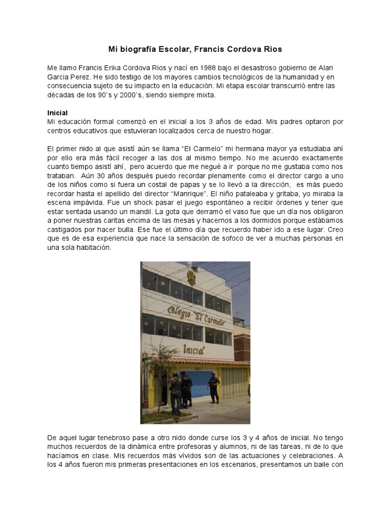 Mi Biografia Escolar | PDF