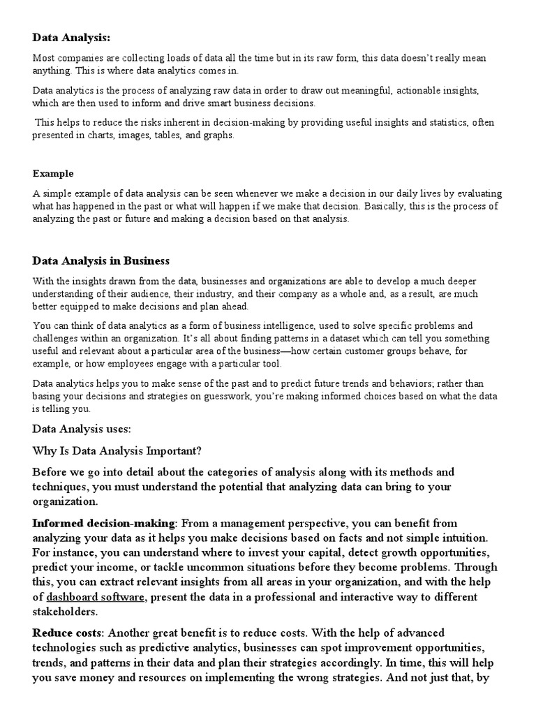 Data Analysis | PDF | Data Analysis | Analytics Data Analysis | PDF | Data Analysis | Analytics