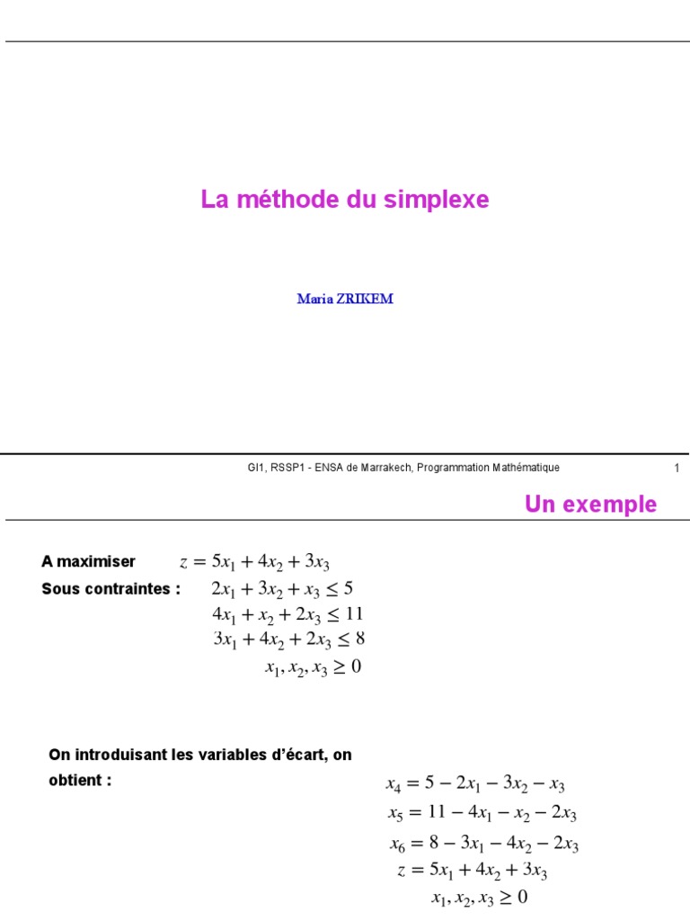 Cours Ro Chap3 Simplexe KNT | PDF