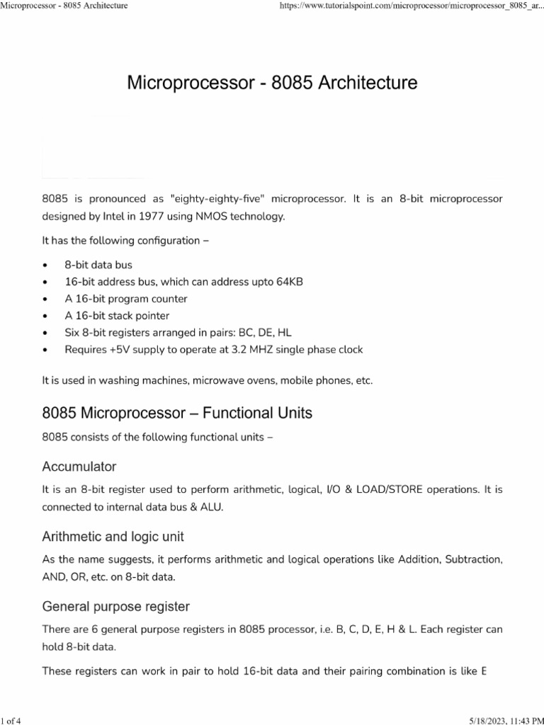 MP8085 Pt1-Merged | Download Free PDF | Office Equipment | Integrated ...