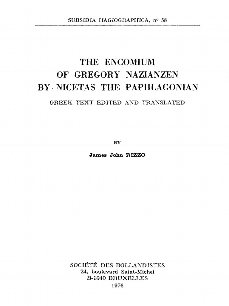 Rizzo - The Encomium of Gregory Nazianzen by Nicetas The Paphlagonian ...