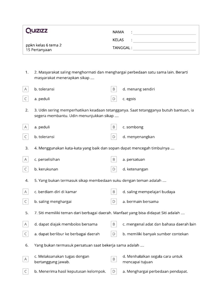 PPKN KLS 6 TEMA 2 | PDF
