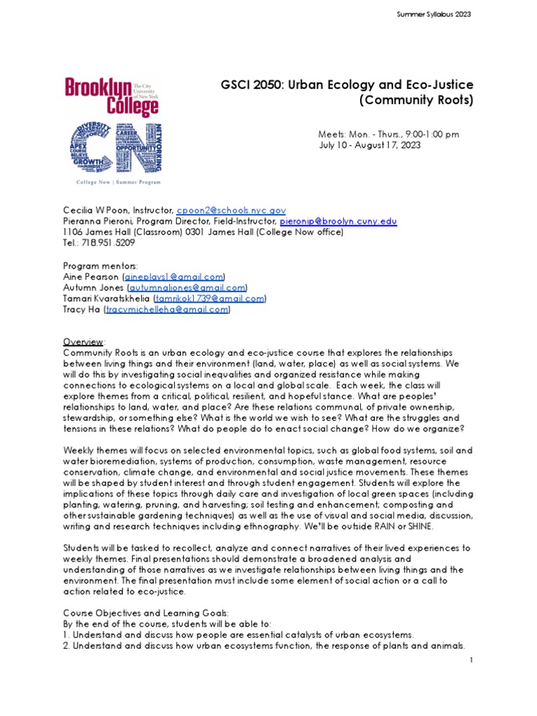 CR Syllabus 2023 Gsci 2050 | PDF | Academic Dishonesty | Ecology