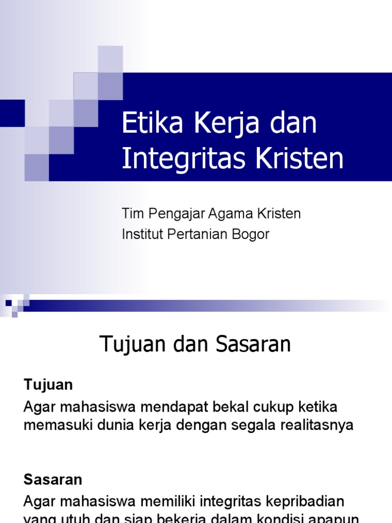 Etika Kerja Dan Integritas Kristen | PDF | Karier & Perkembangan