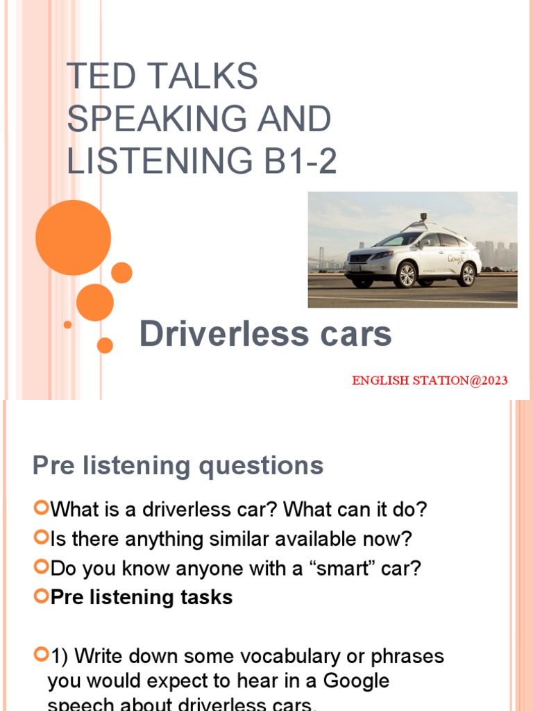 Ted Talk Driverless Cars CLT Communicative Language Teaching Resources ...