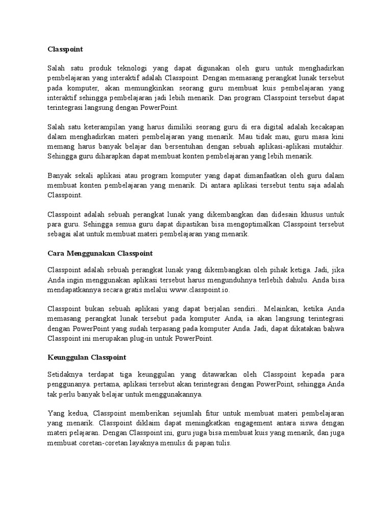 Classpoint Deskripsi | PDF | Karier & Perkembangan