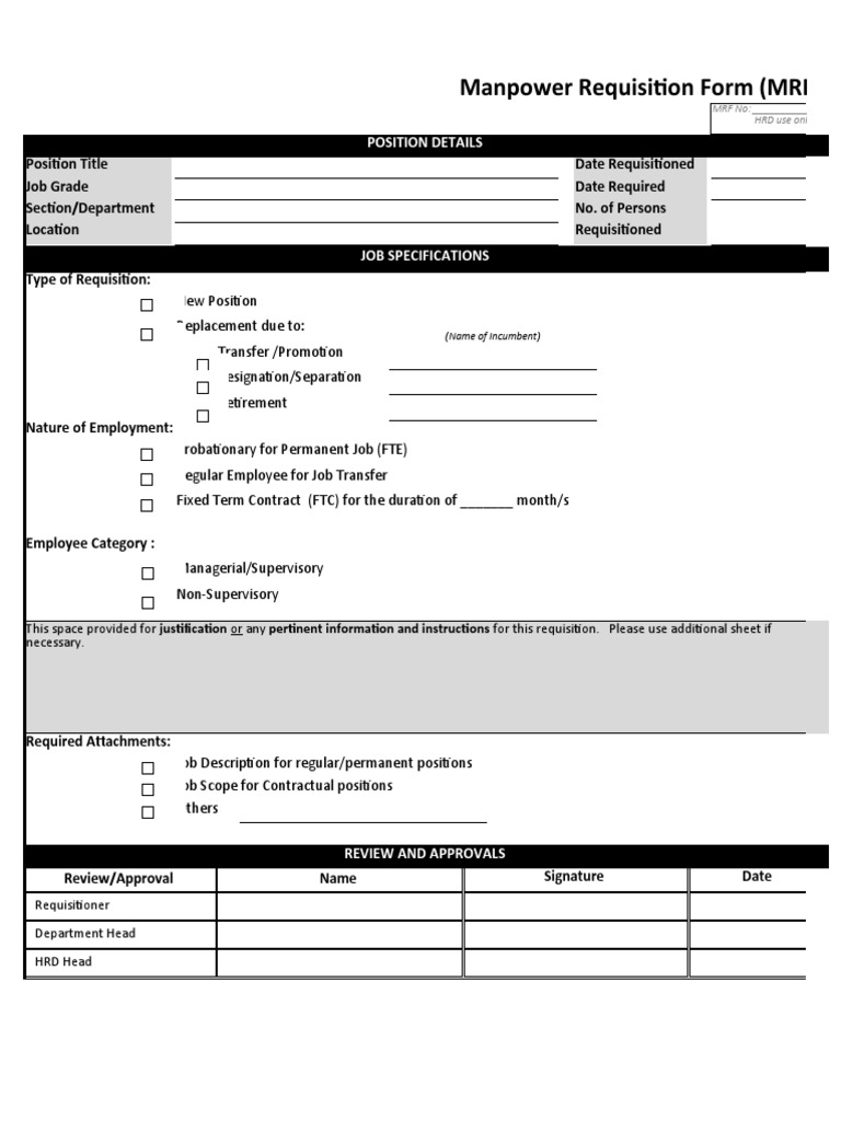 Manpower Requisition Form Guide | PDF | Employment | Labor Relations