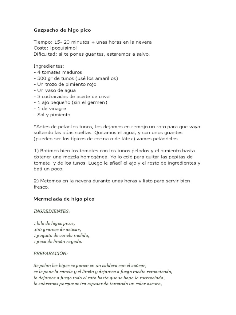 De Higo Pico Y PATES VEGETALES | PDF